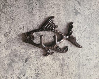 Rustic Cast Iron Fish Wall Hook for Home Decor, Decorative Key Hook or ...