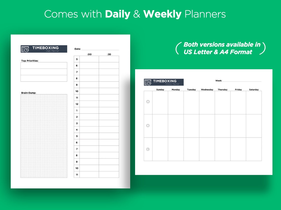 TIMEBOXING Digital Planner | Daily + Weekly Format | Time Box Planner ...