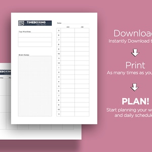 TIMEBOXING Digital Planner | Daily + Weekly Format | Time Box Planner ...