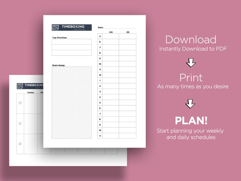 TIMEBOXING Digital Planner | Daily + Weekly Format | Time Box Planner ...