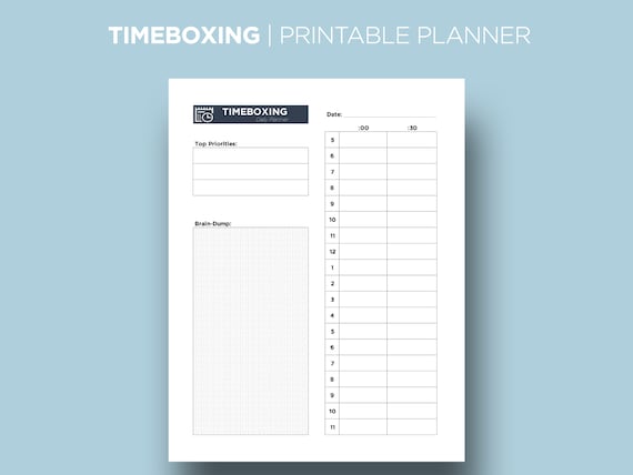 TIMEBOXING Digital Planner Daily Weekly Format Time Box - Etsy