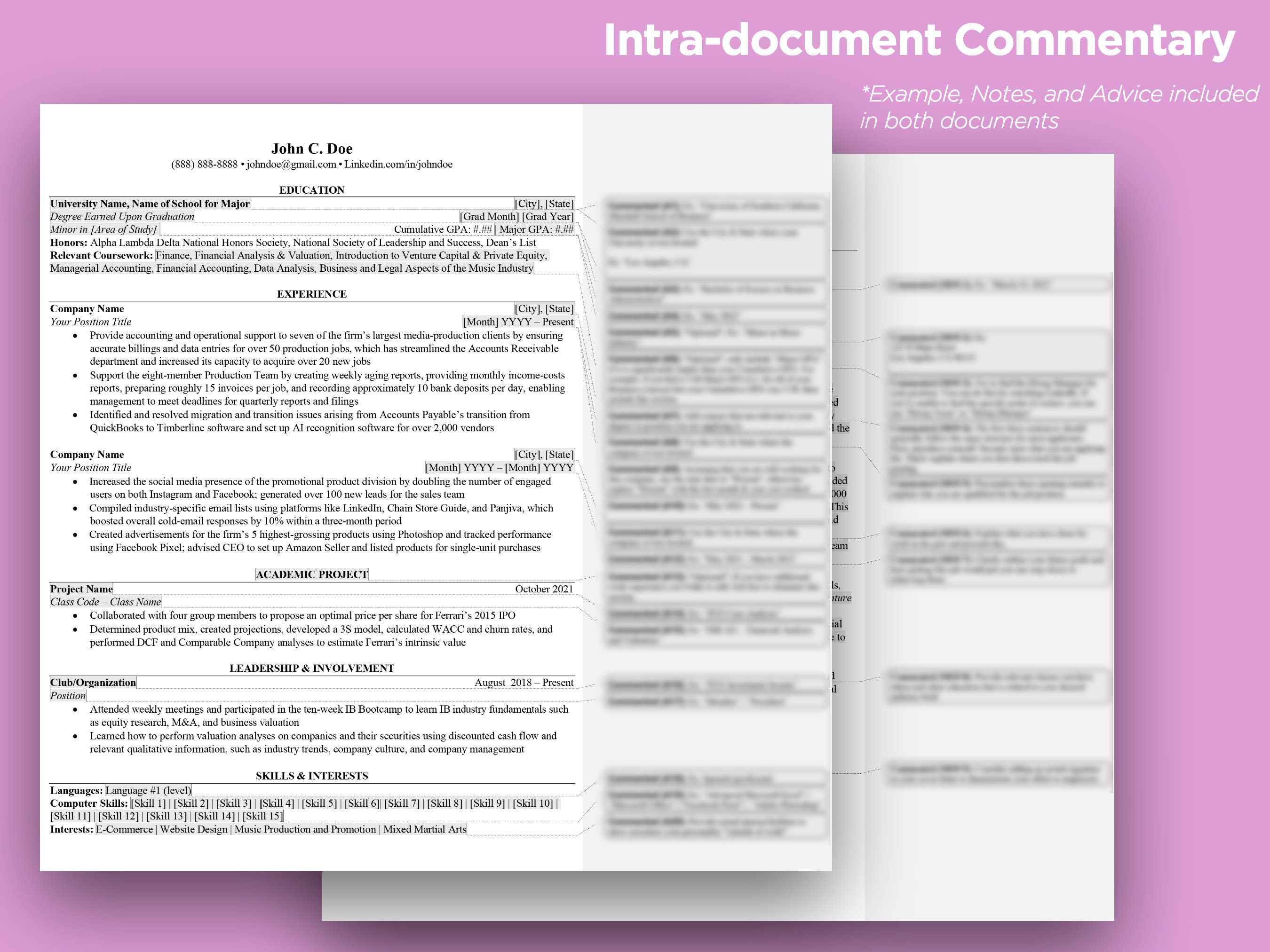 Finance Resume Template for College Students & Recent Graduates ...