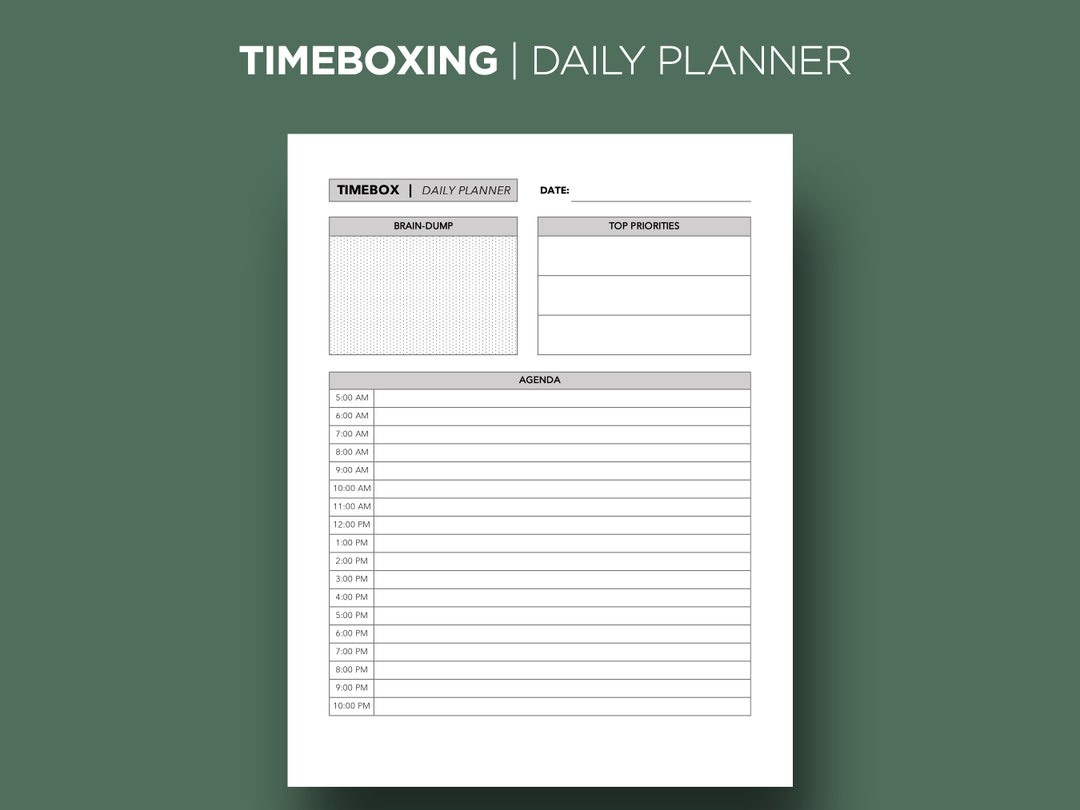 TIMEBOX Daily Planner | Time Box Schedule & Planner | Agenda Tracker - Etsy