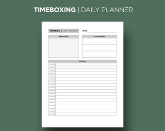 Time Box Daily Planner - Etsy
