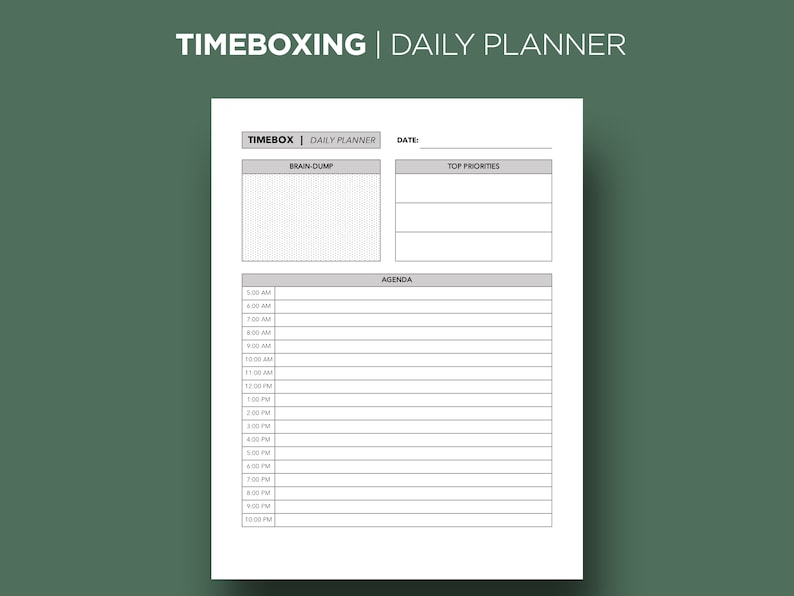 TIMEBOX Daily Planner Time Box Schedule & Planner Agenda Tracker - Etsy