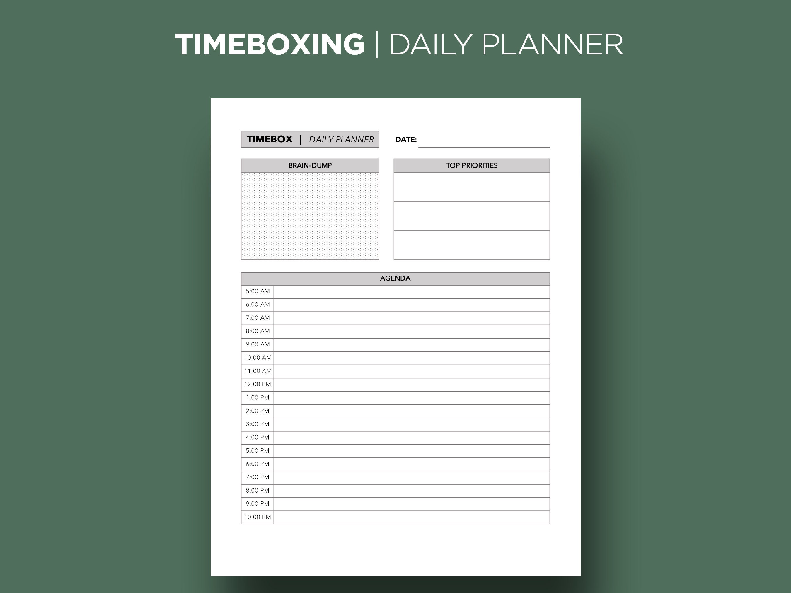 TIMEBOX Daily Planner Time Box Schedule & Planner Agenda Tracker - Etsy