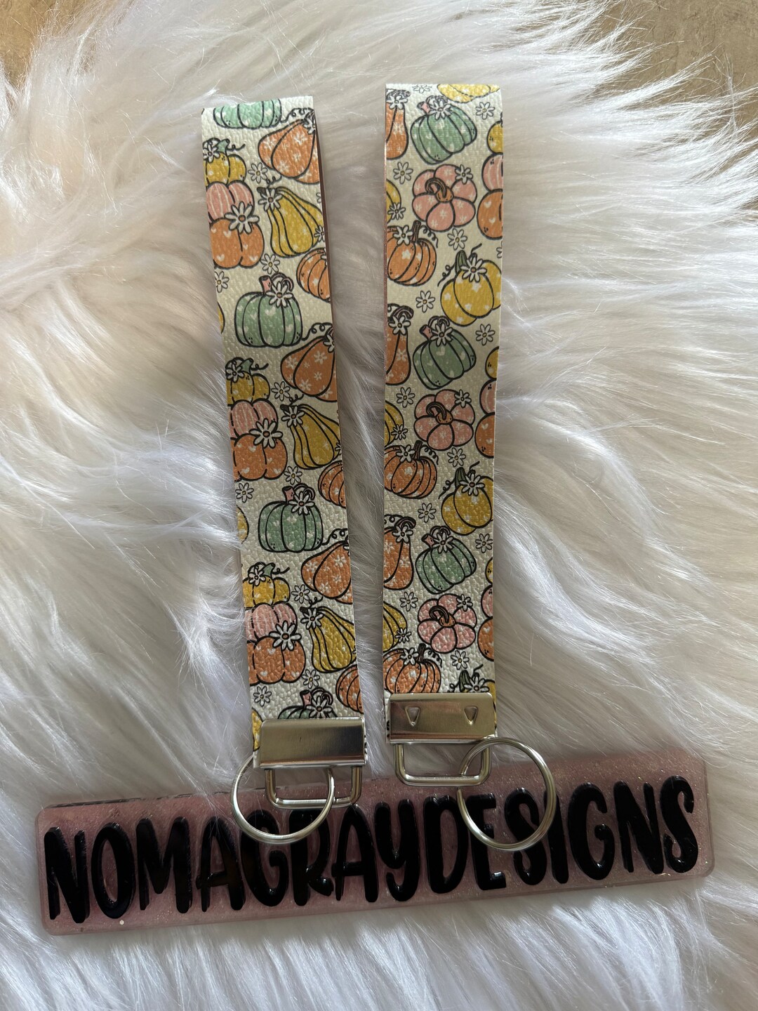 Fall Floral Pumpkins Faux Leather Keychain Wristlet - Etsy