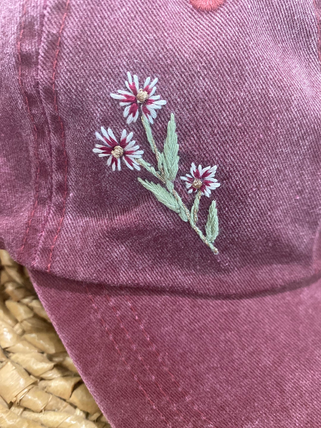 Hand Embroidered Floral Hat - Etsy