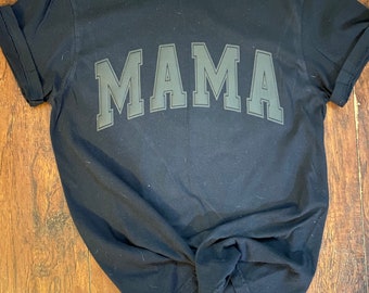 Mama Varsity T-shirt, Black Puff Print, Mother's Day Gift, Mama Puff ...