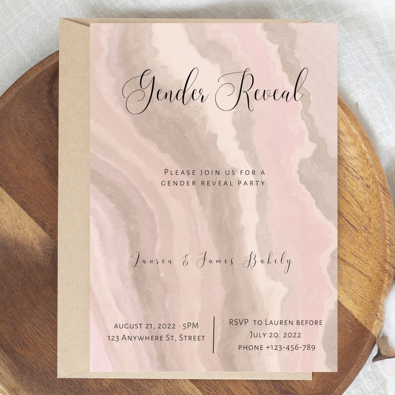 Gender Reveal Invitation Gender Reveal Editable Template - Etsy