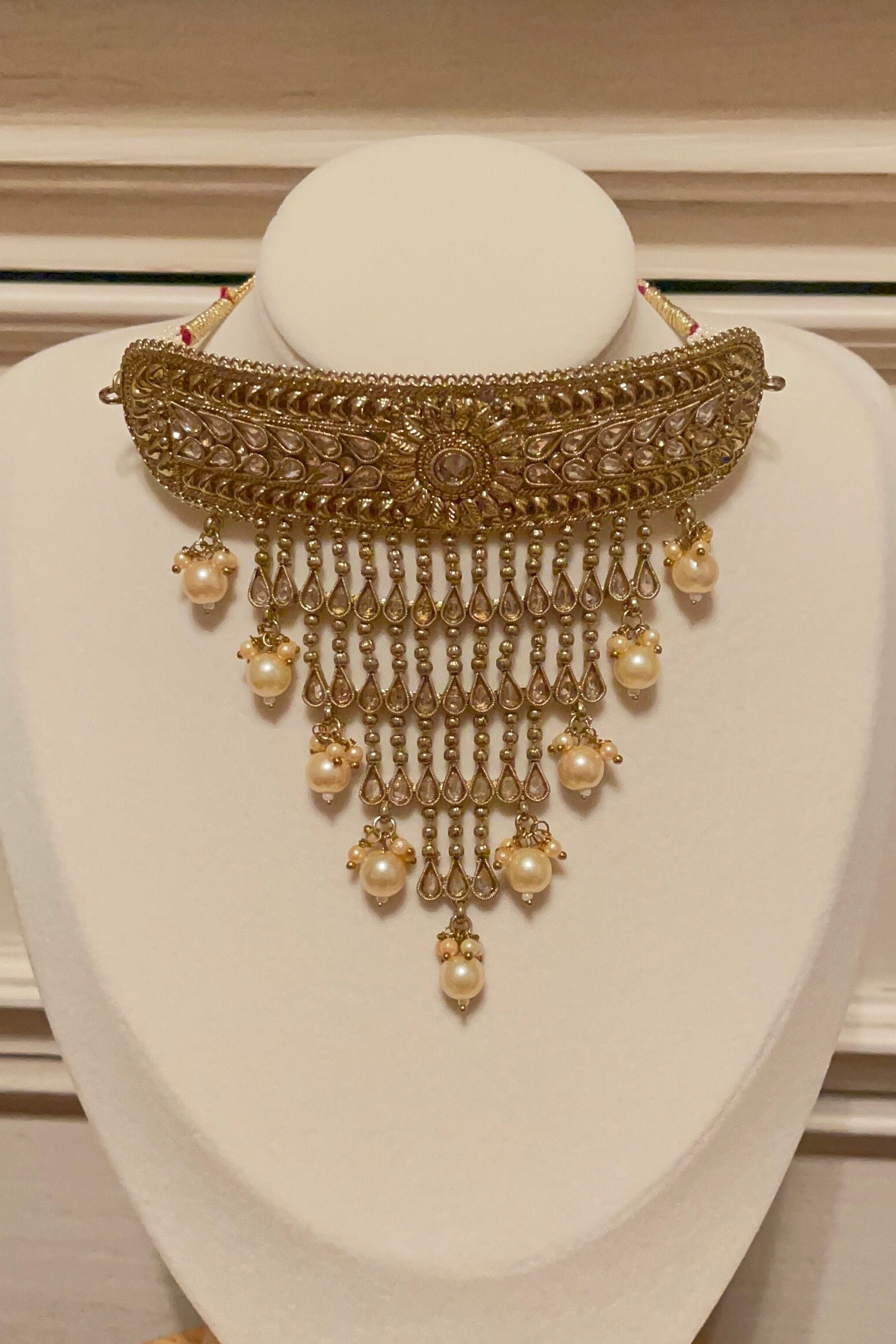 Antique Choker Necklace Indian Jewelry Set Wedding Jewelry Statement ...