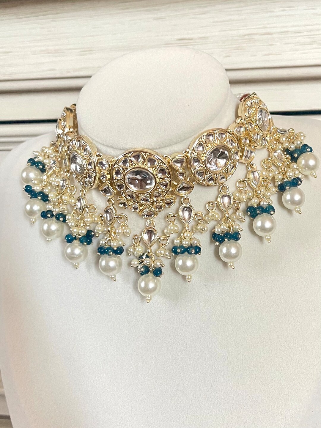 Rama Green Indo Western Choker Necklace Set Indian Wedding Indian ...