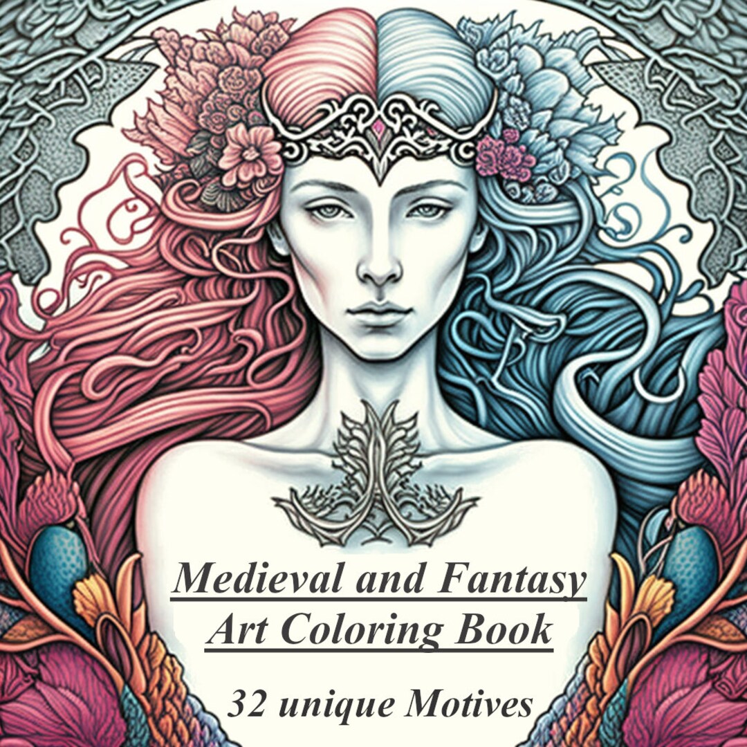 Fantasy and Medieval Art Coloring Book for Young Adults 32 Unique ...