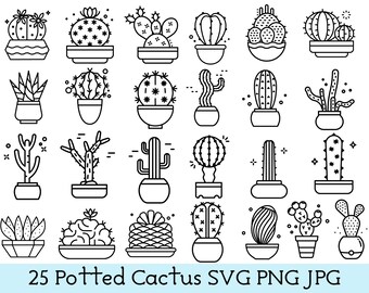 Cactus Potted Svg - Etsy