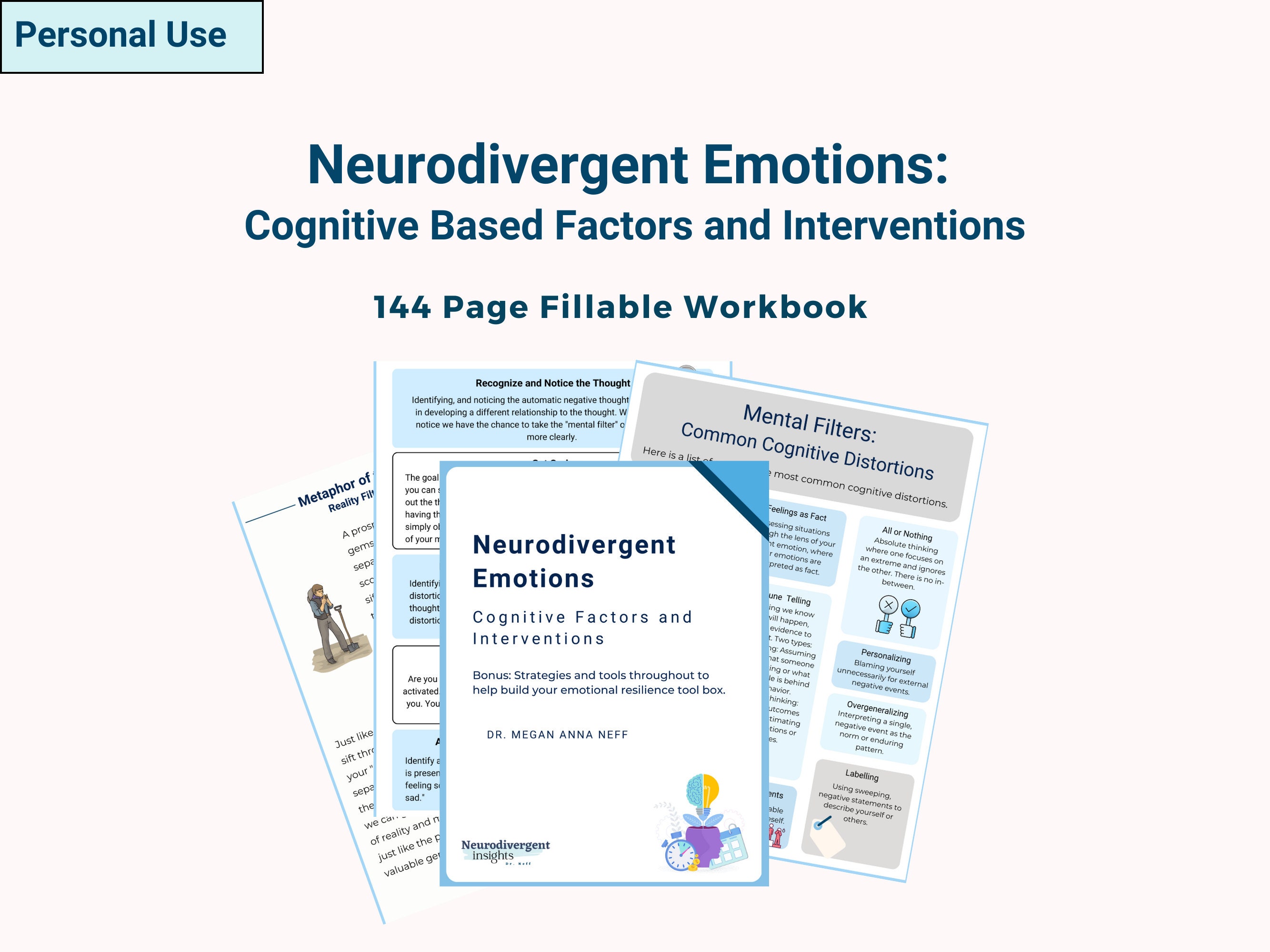 Therapy Workbook CBT ACT Neurodivergent Emotions Therapy Resources ...