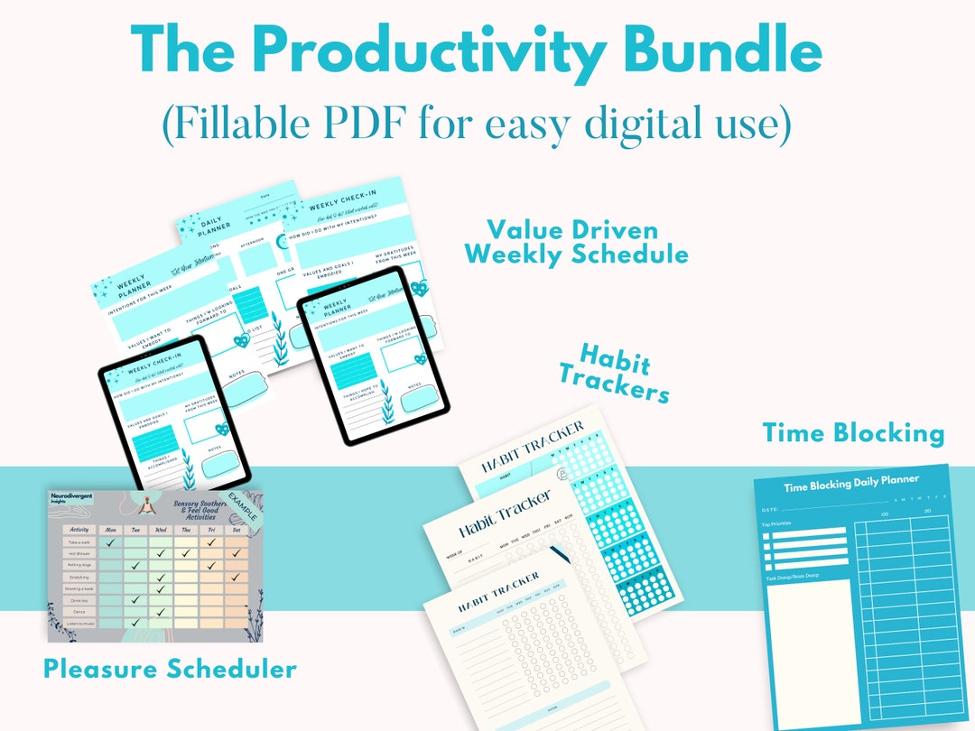 Productivity Bundle habit Tracker Scheduler Pleasure - Etsy