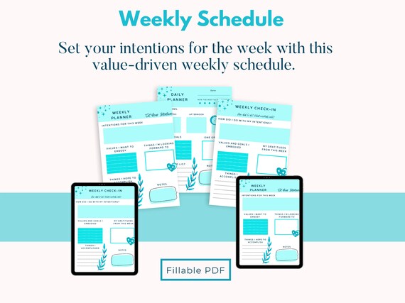 Value-based Weekly Schedule fillable PDF - Etsy