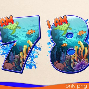 Sea Aquarium Birthday Numbers Png, Ocean Sea Numbers Png, Birthday ...