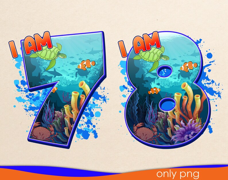 Sea Aquarium Birthday Numbers Png, Ocean Sea Numbers Png, Birthday ...