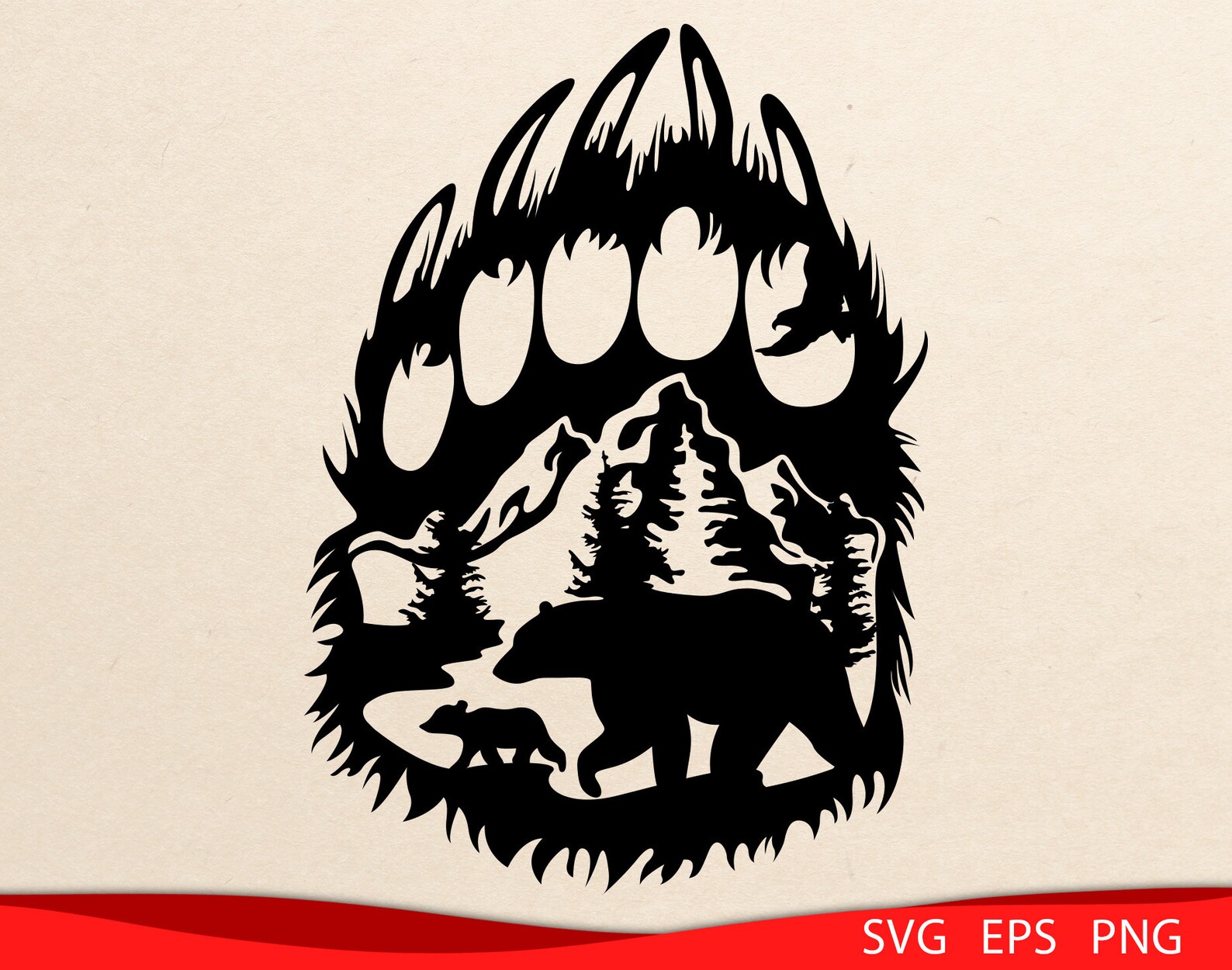 Bear Paw SVG, Animals Cut File Laser, Grizzly Bear Wood Wall Decor, Svg ...