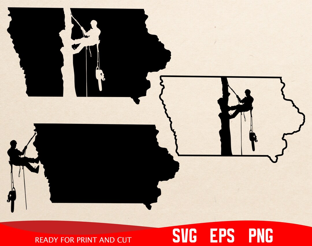 Tree Arborist SVG Tree Services Svg, Tree Cutter Climbing, Silhouette ...