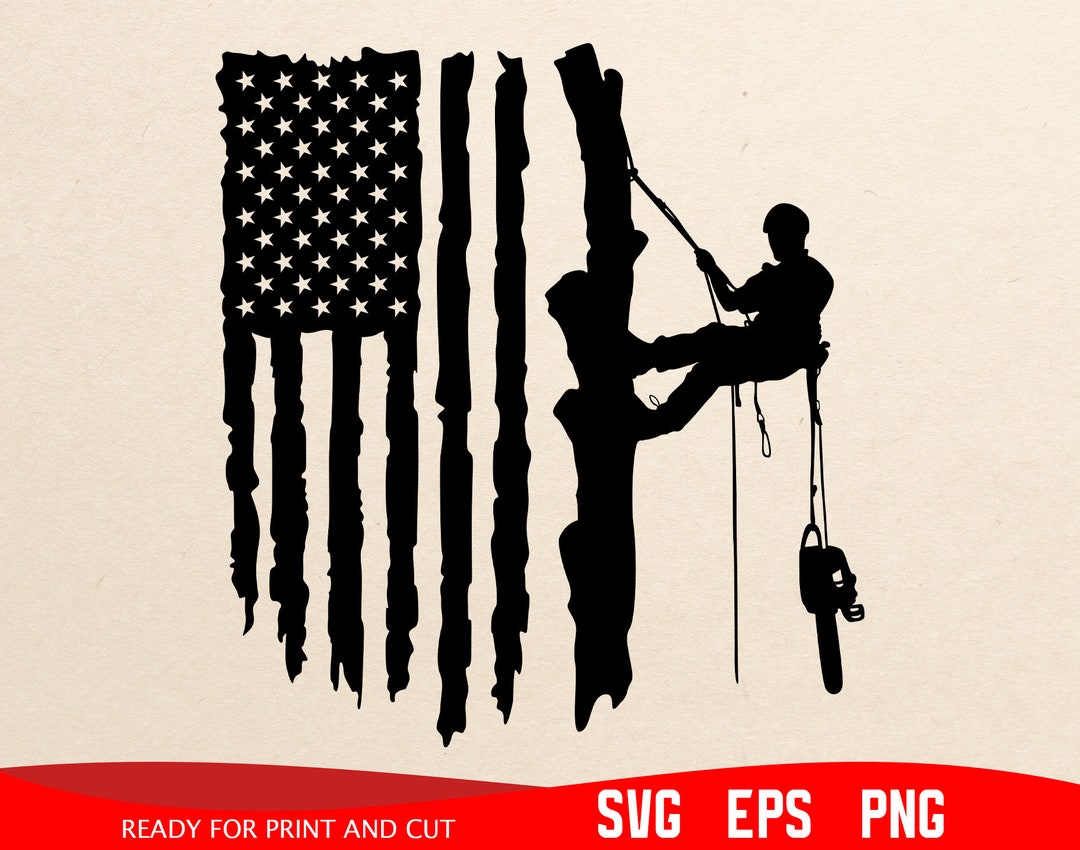 Tree Arborist SVG - Tree Services Svg, Tree Cutter Climbing, Silhouette ...