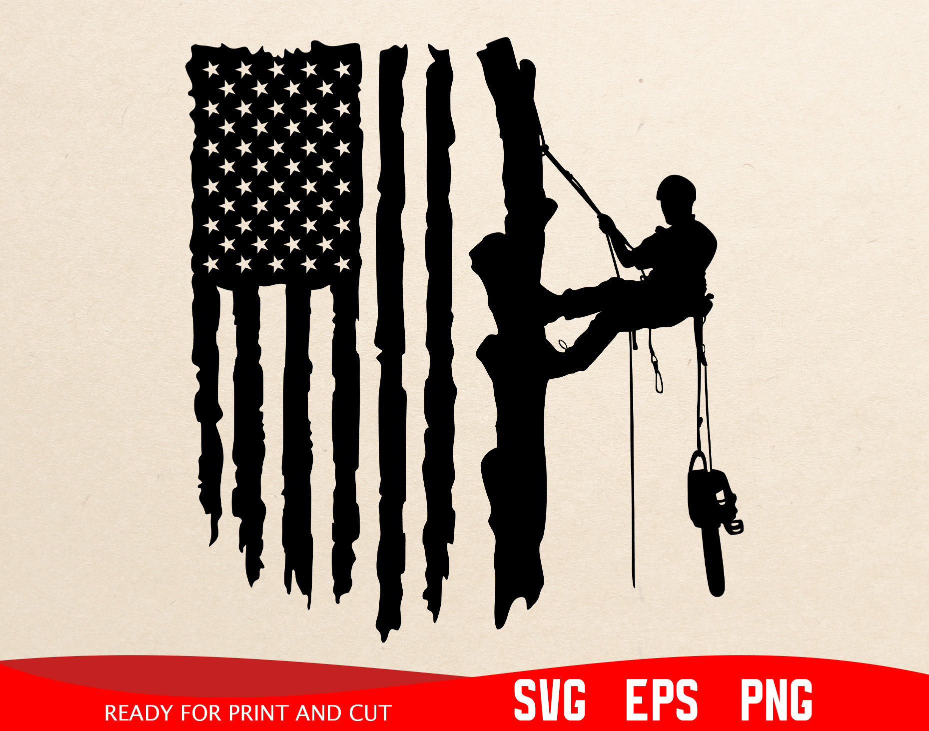 Tree Arborist SVG Tree Services Svg, Tree Cutter Climbing, Silhouette ...