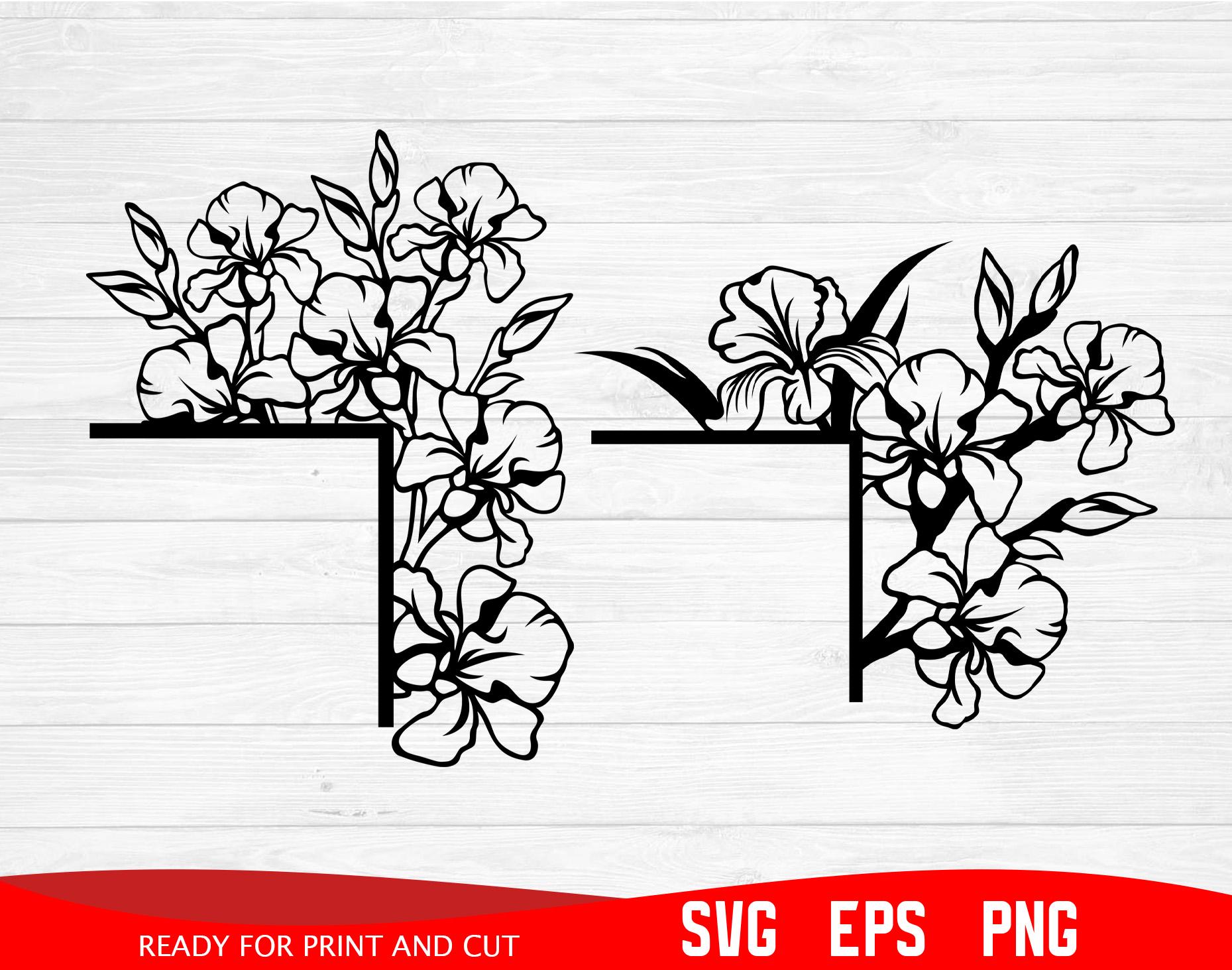 Iris Door Corner Svg, Floral Door Corner Svg, Home Decoration Svg, Door ...