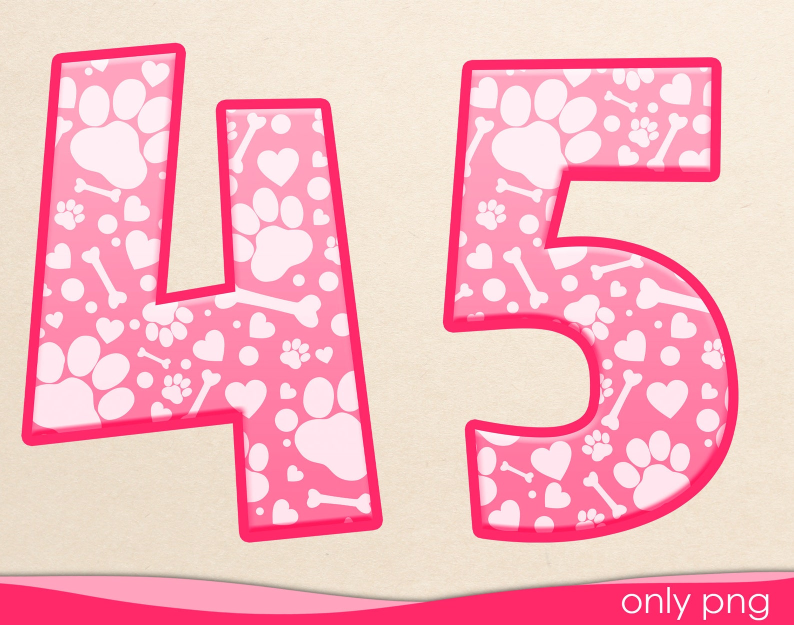 Birthday Numbers Png, Paw Numbers Png, Pink Numbers Png, Digital ...