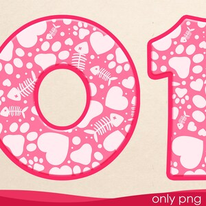 Birthday Numbers Png, Paw Numbers Png, Pink Numbers Png, Digital ...