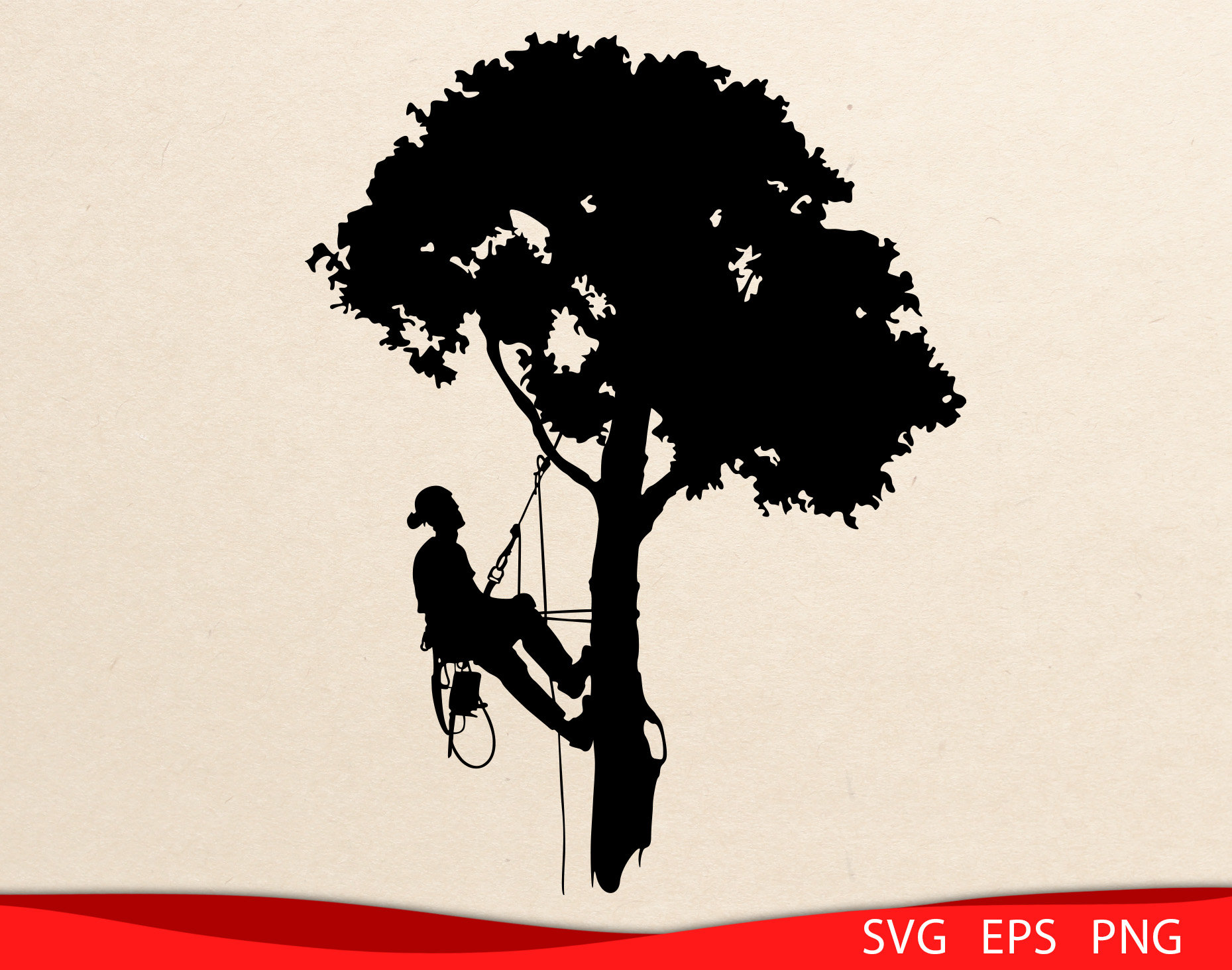 Tree Arborist SVG Tree Services Svg, Tree Cutter Climbing, Silhouette ...