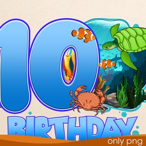Sea Aquarium Birthday Girl Numbers Png, Ocean Sea Birthday Numbers Png ...