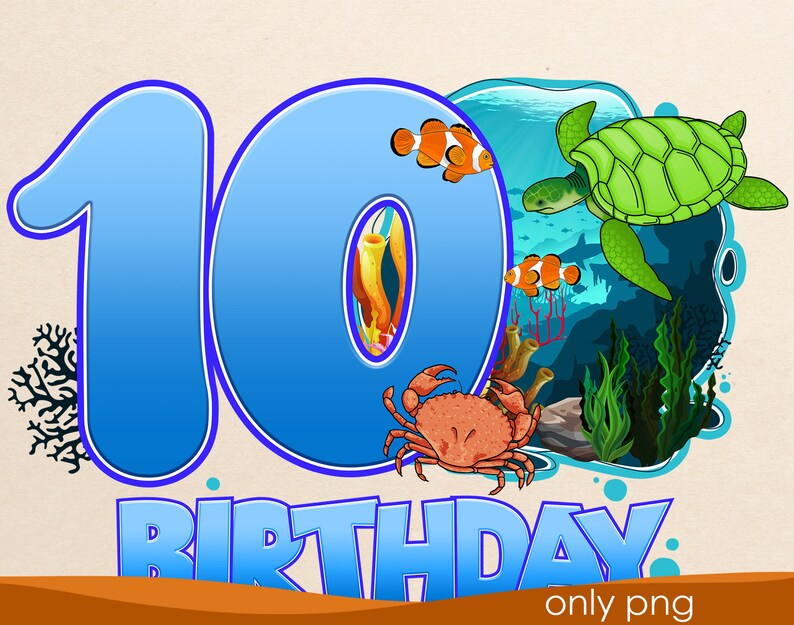 Sea Aquarium Birthday Girl Numbers Png, Ocean Sea Birthday Numbers Png ...