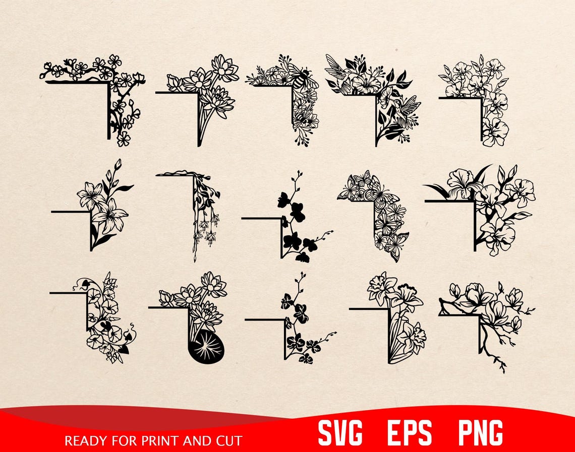 Flowers Window and Door Corner Svg, Floral Door Corner Svg, Home ...