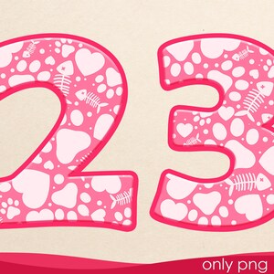 Birthday Numbers Png, Paw Numbers Png, Pink Numbers Png, Digital ...