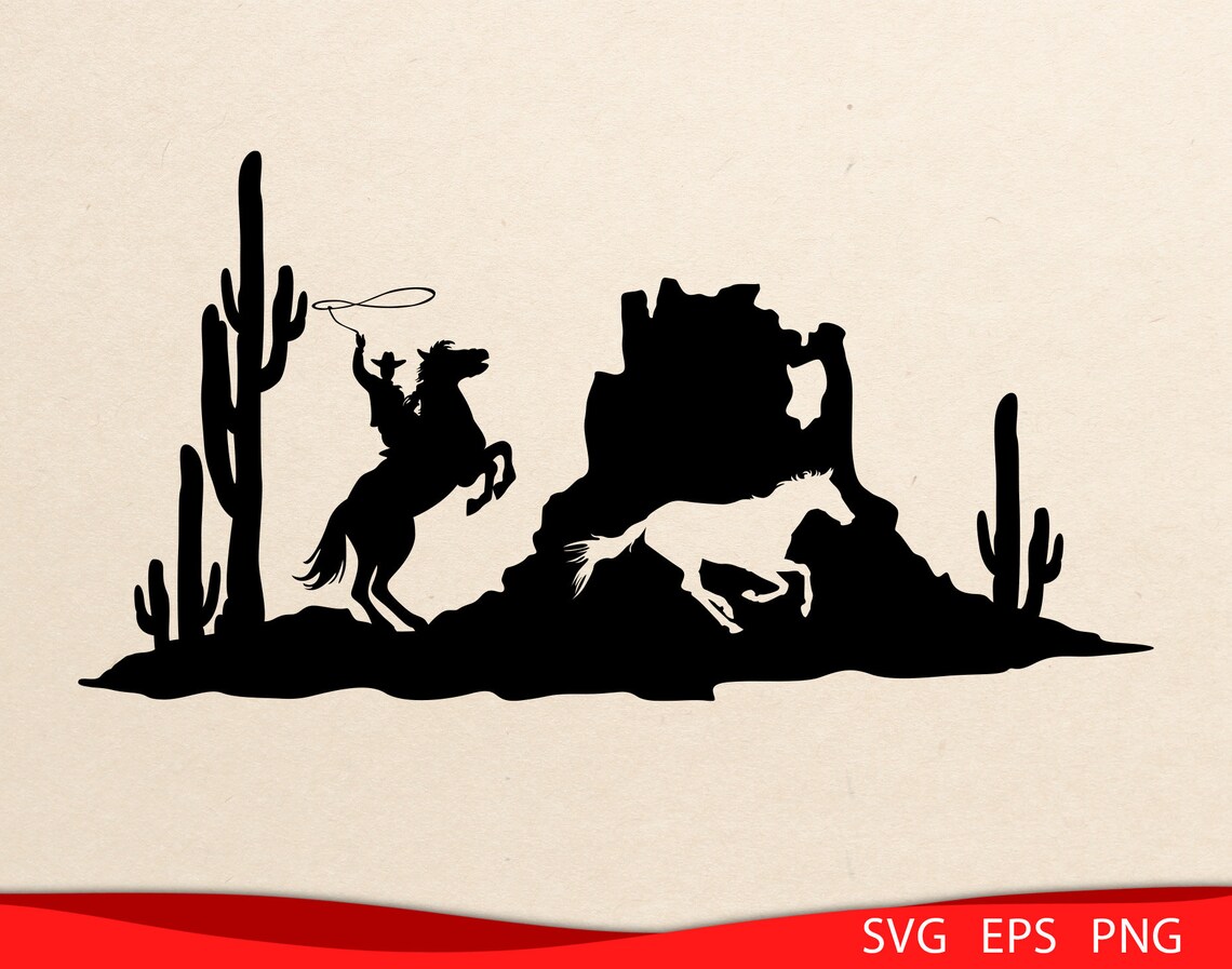 Cowboy Svg, Desert Cactus Svg, Cowboy Scene Svg, Cowboy Country ...