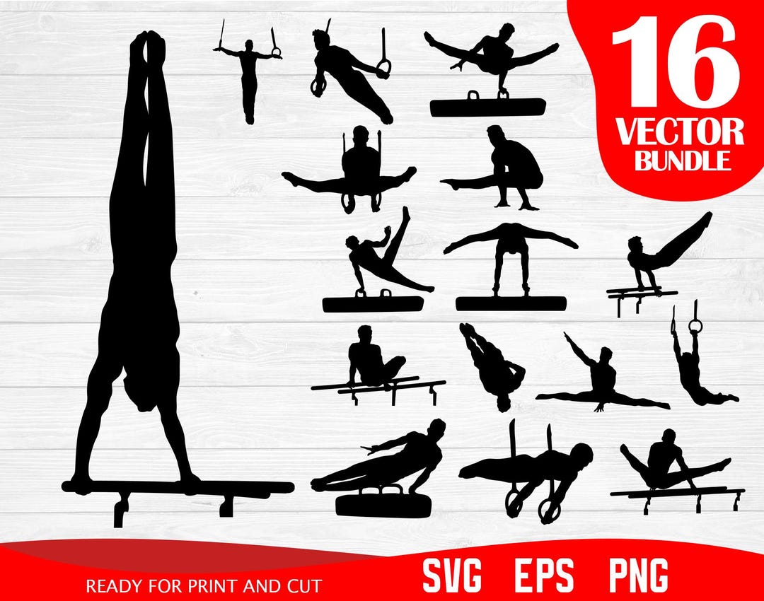 Male Gymnastics Svg, Male Gymnastics Silhouette, Cricut File Svg Bundle ...