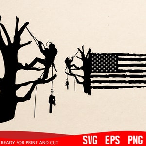 Tree Arborist SVG - Tree Services Svg, Tree Cutter Climbing, Silhouette ...