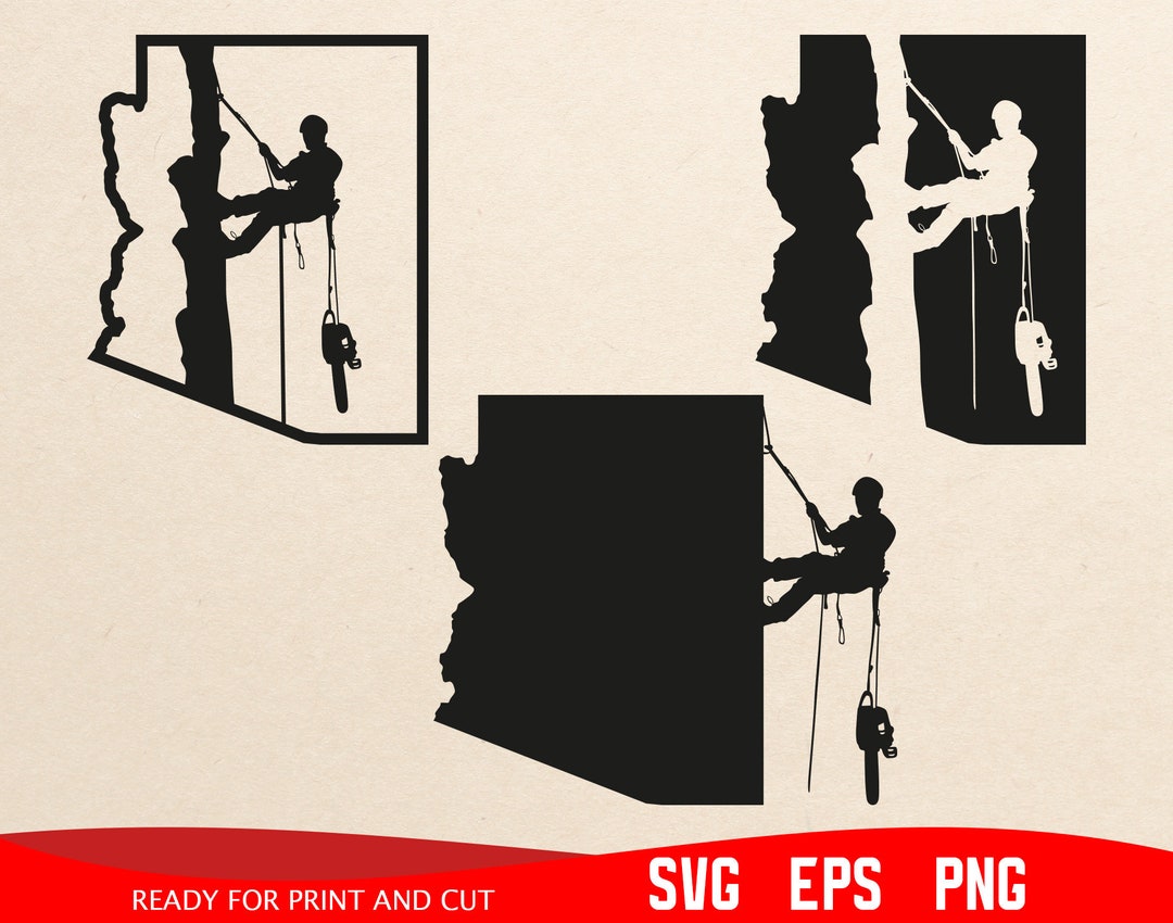 Tree Arborist SVG Tree Services Svg, Tree Cutter Climbing, Silhouette ...