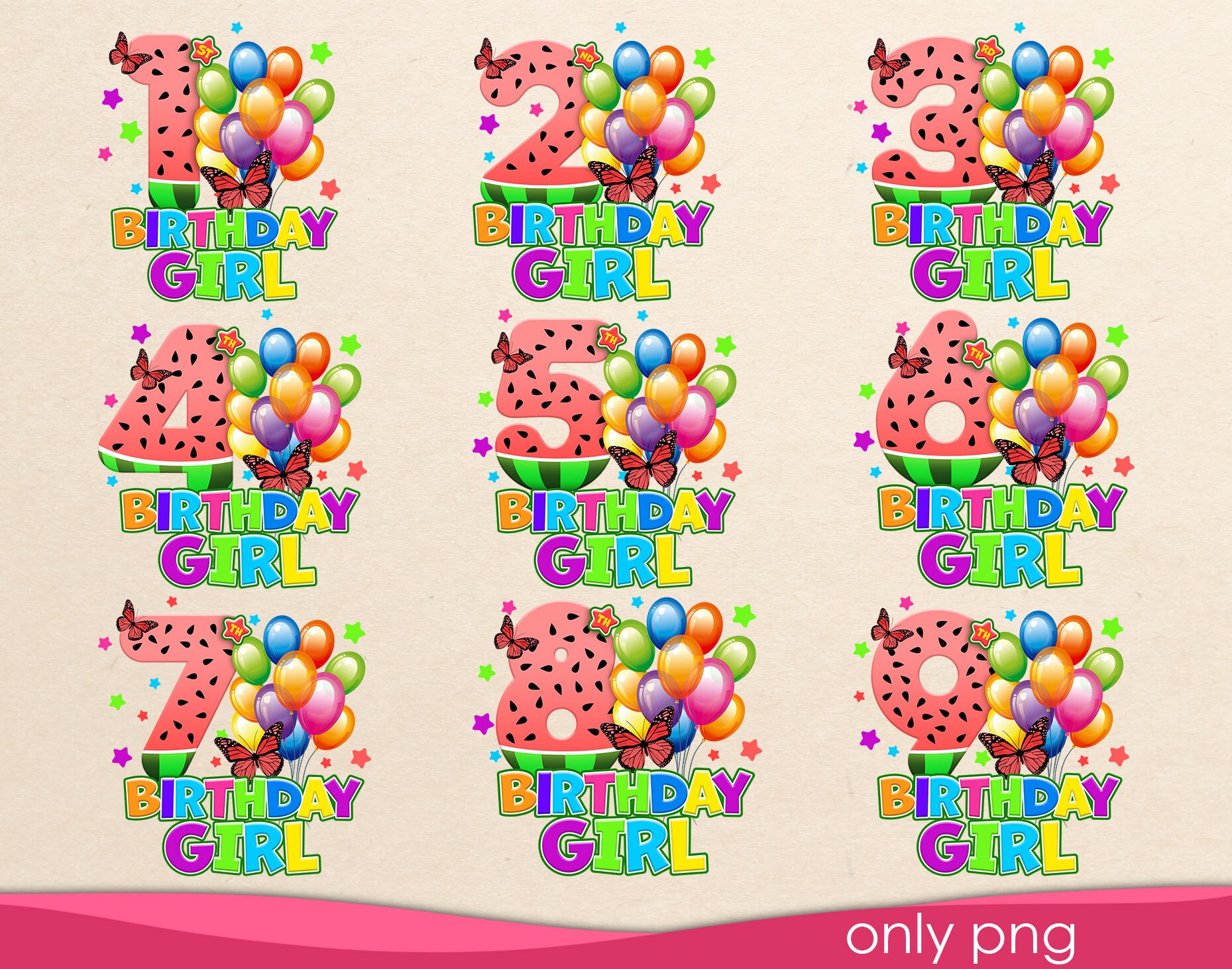Watermelon Numbers Png, S, Birthday Watermelon Numbers Png, Digital ...