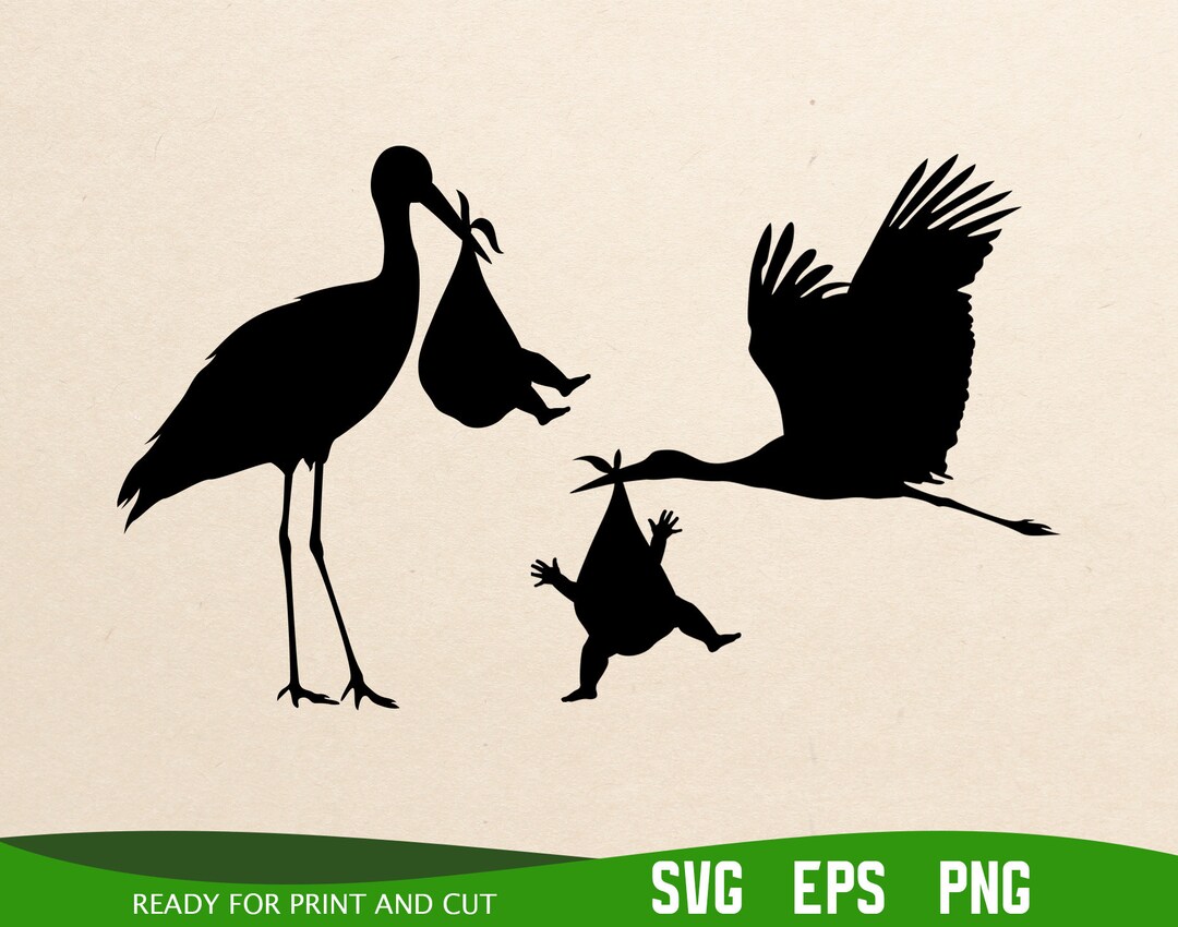 Stork Svg, Stork Delivery, Baby on the Way SVG, Baby and Stork ...