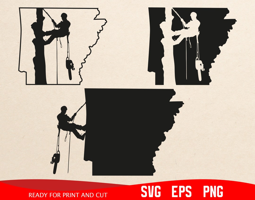 Tree Arborist SVG Tree Services Svg, Tree Cutter Climbing, Silhouette ...