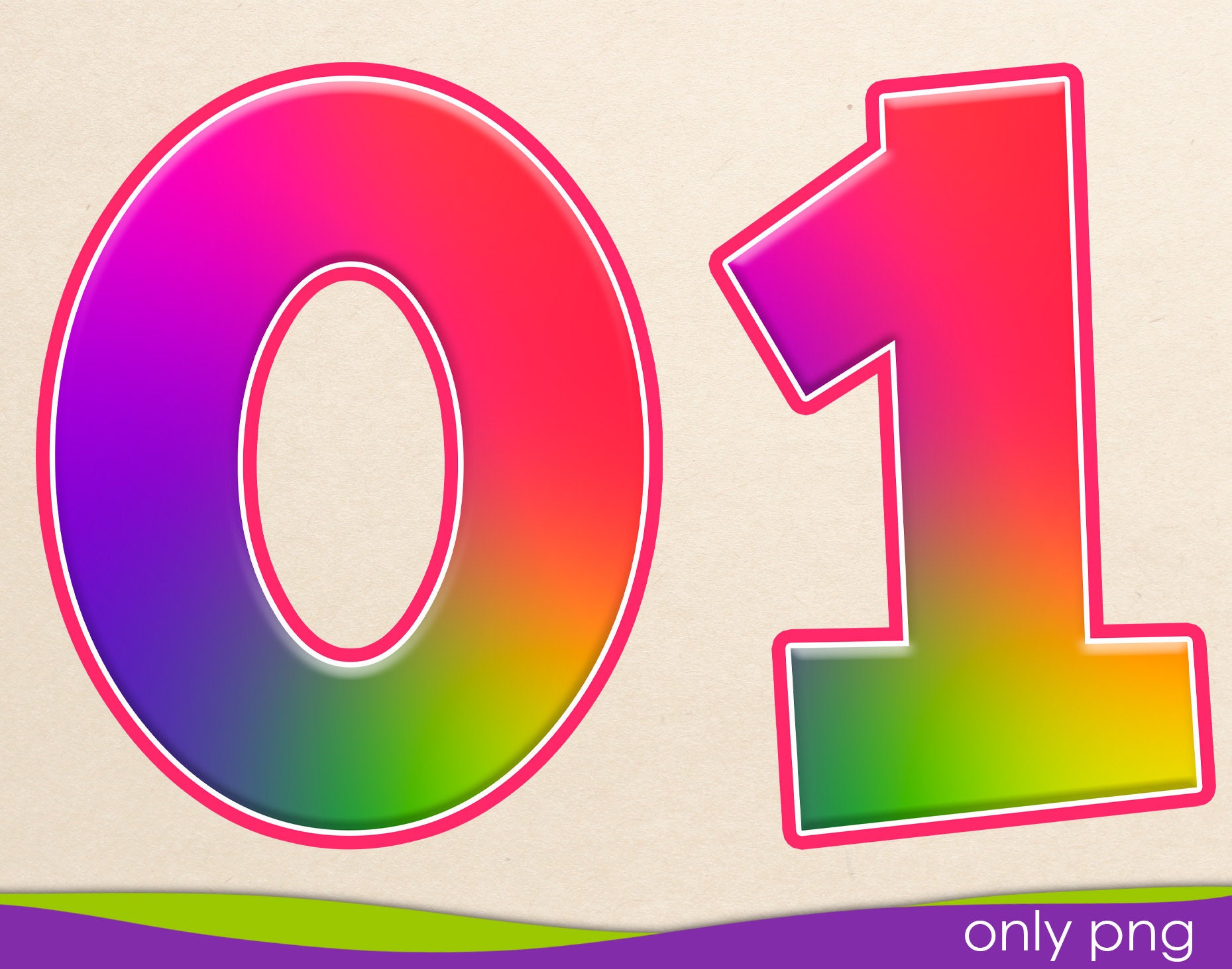 Birthday Numbers Png Rainbow Numbers Png Multicolored - Etsy