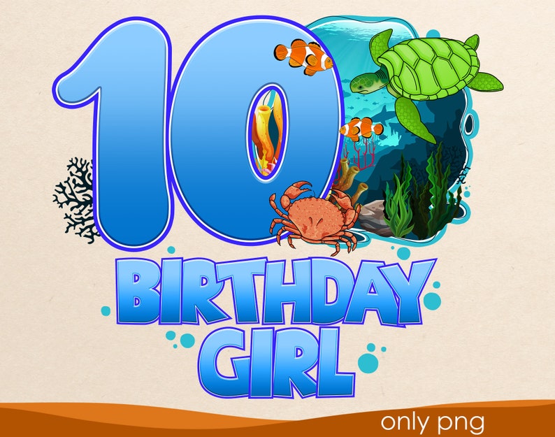 Sea Aquarium Birthday Girl Numbers Png, Ocean Sea Birthday Numbers Png ...