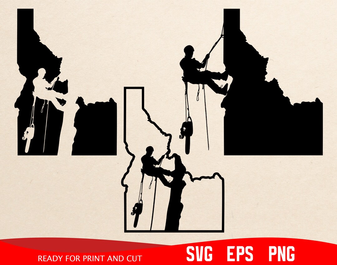 Tree Arborist SVG Tree Services Svg, Tree Cutter Climbing, Silhouette ...
