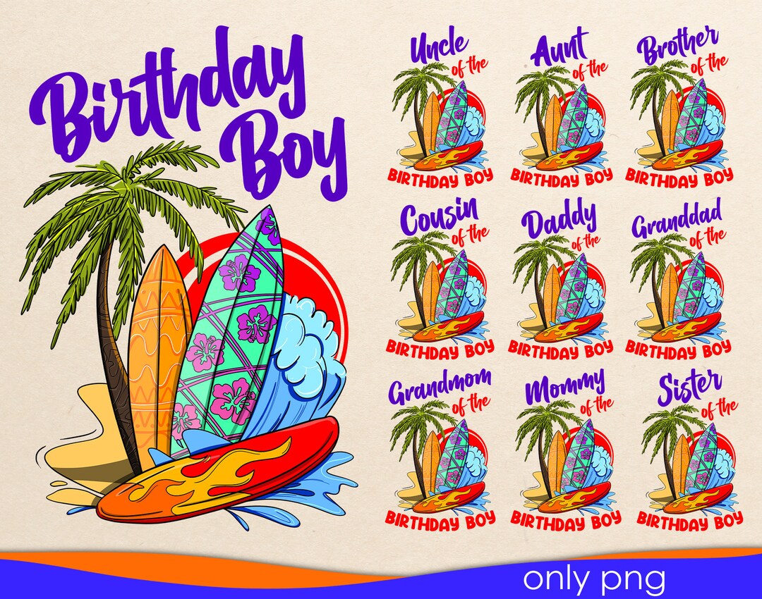 Surfing Birthday Boy Family Png, Ocean Sea Birthday Family Png ...