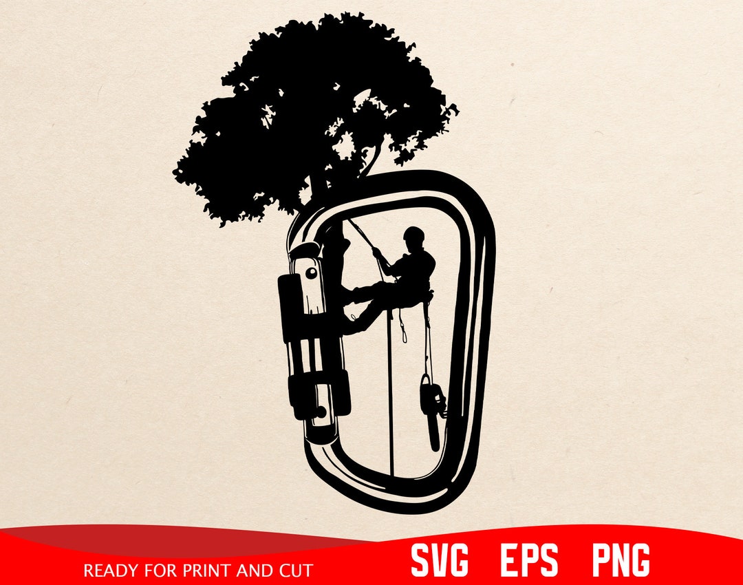 Tree Arborist SVG - Tree Services Svg, Tree Cutter Climbing, Silhouette ...