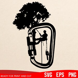 Tree Arborist SVG - Tree Services Svg, Tree Cutter Climbing, Silhouette ...