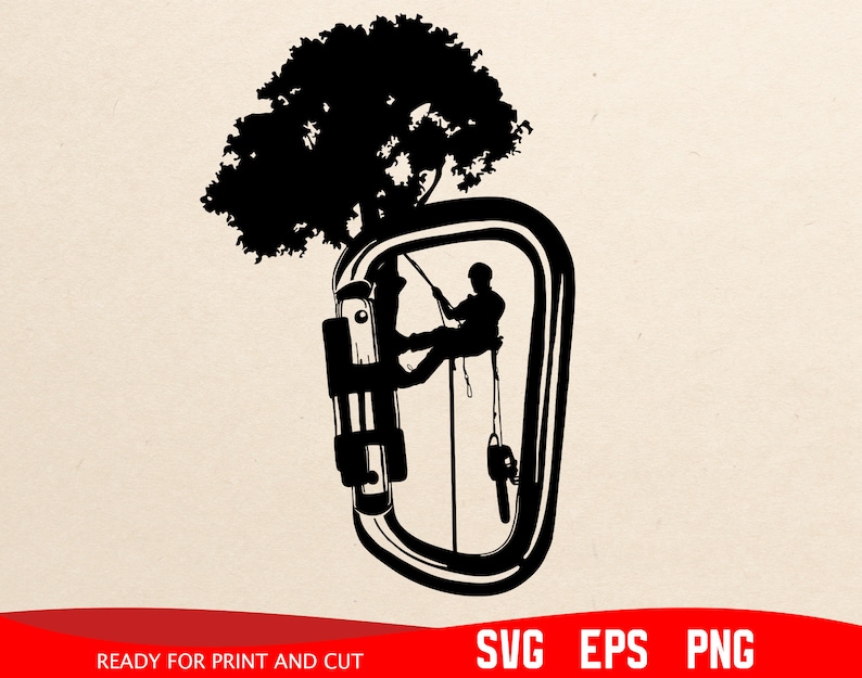 Tree Arborist SVG Tree Services Svg, Tree Cutter Climbing, Silhouette ...