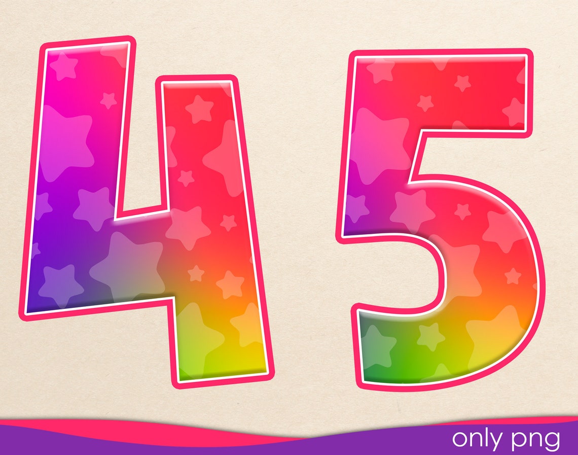 Birthday Numbers Png, Rainbow Numbers Png, Multicolored Numbers Png ...